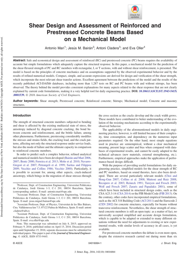 Shear Design and Assessment of Reinforced and Prestressed Concrete ...