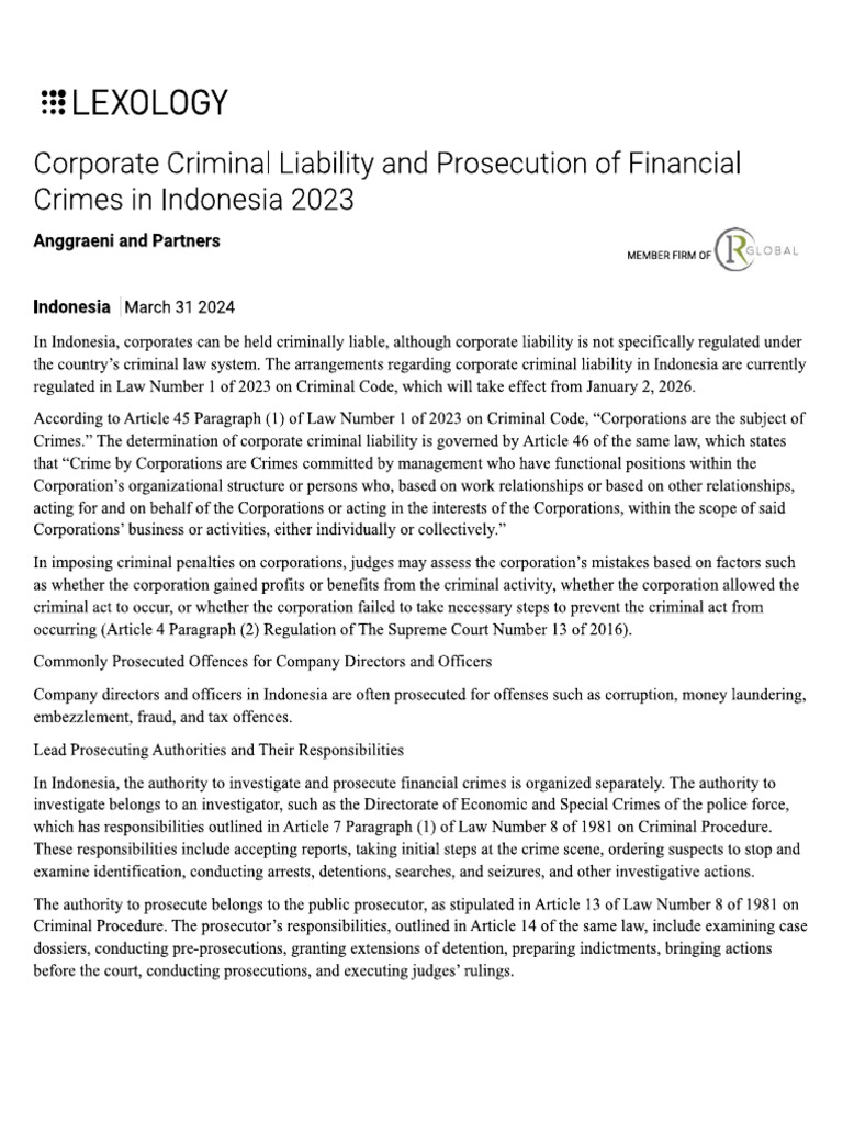 Corporate Criminal Liability | PDF