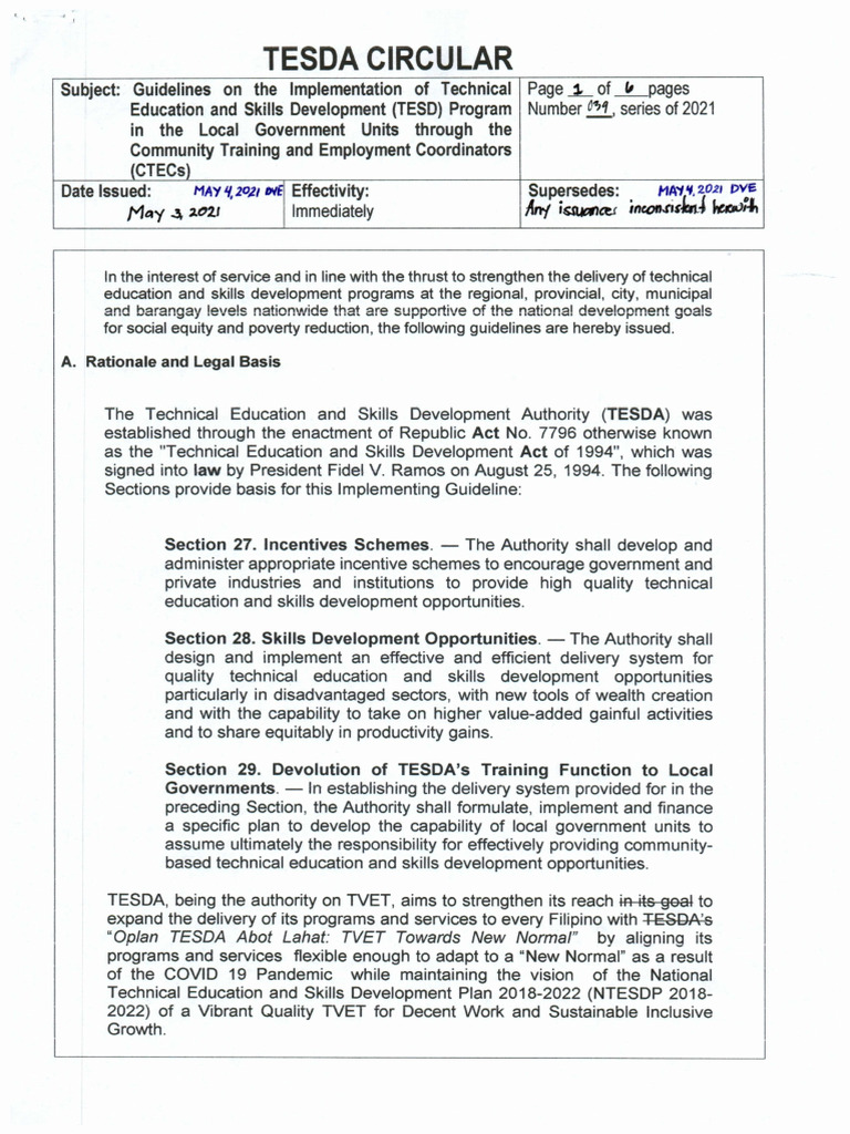 CTEC Guidelines for TESDA Programs | PDF | Economies