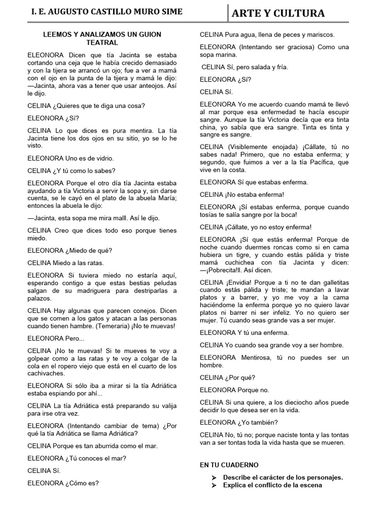 Leemos y Analizamos Un Guion Teatral | PDF Leemos y Analizamos Un Guion Teatral | PDF