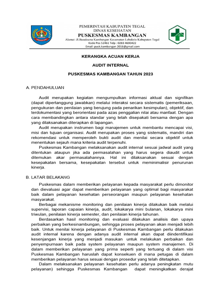 Kak Audit Internal KMB | PDF