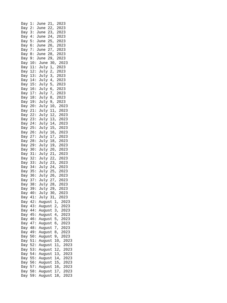 150 days calender | PDF 150 days calender | PDF