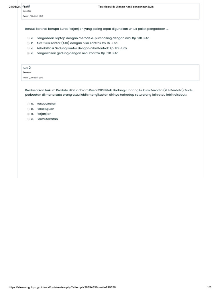 PBJ Level 1 2024 Jawaban Modul 5 | PDF
