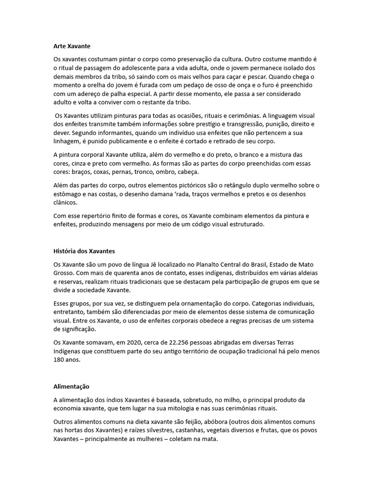 Xavantes TRIPO INDIGENA | PDF Xavantes TRIPO INDIGENA | PDF