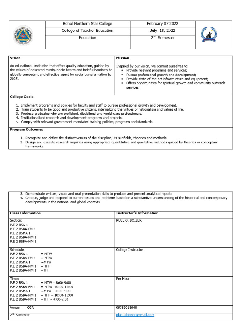 Syllabus PE 2. | PDF | Ballroom Dance