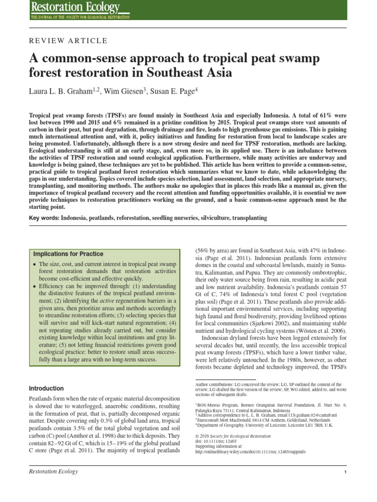 Graham Et Al 2016 Common-Sense Approach TPSF Restoration | PDF | Peat ...