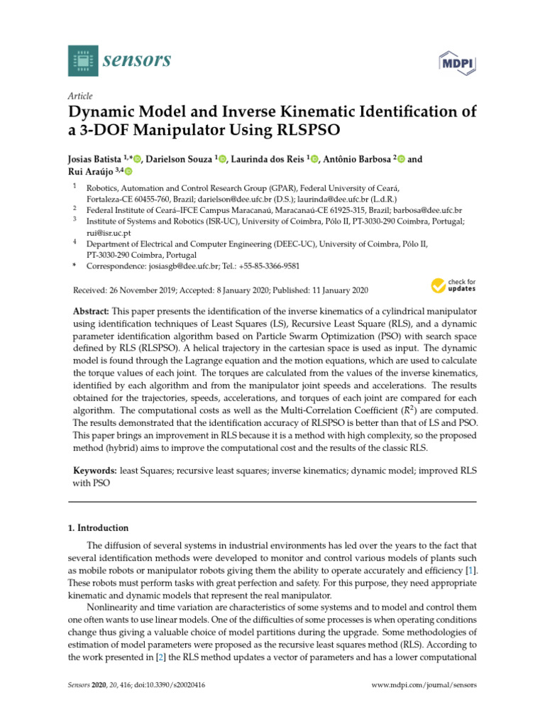 Dynamic Model and Inverse Kinematic Identification | PDF | Kinematics | Mathematical Optimization