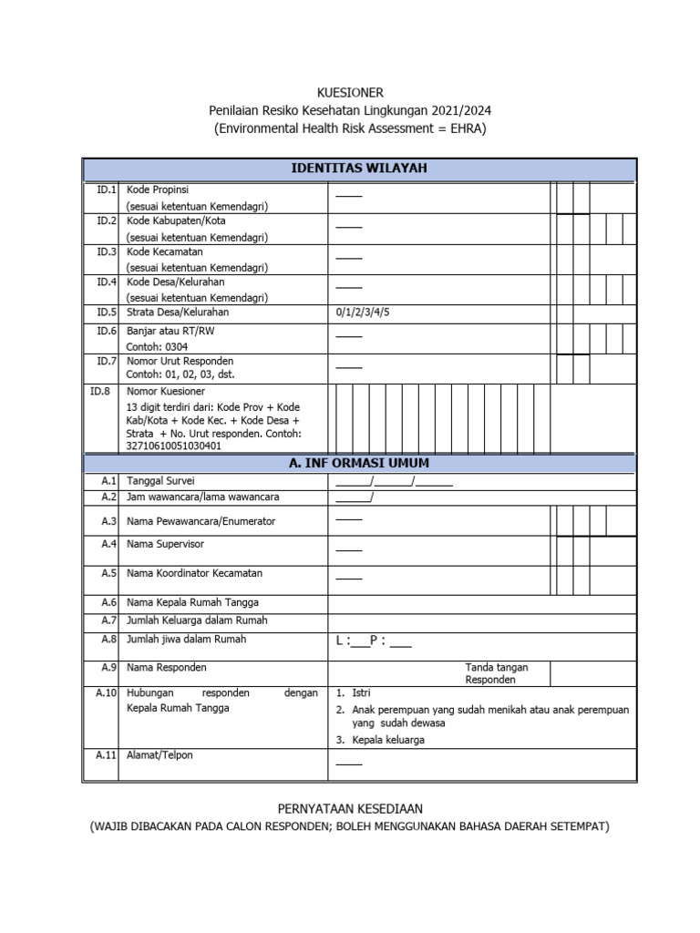 Kuesioner Ehra Word | PDF