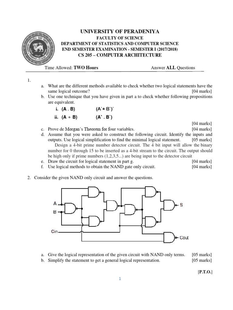 End CS205 - 2018 | Download Free PDF | Logic Gate | Theoretical Computer Science