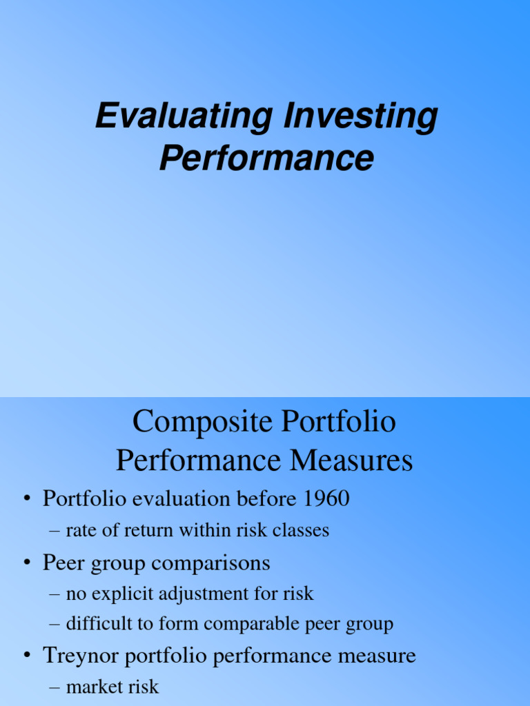 Evaluation of Portfolio Performance | Download Free PDF | Capital Asset ...