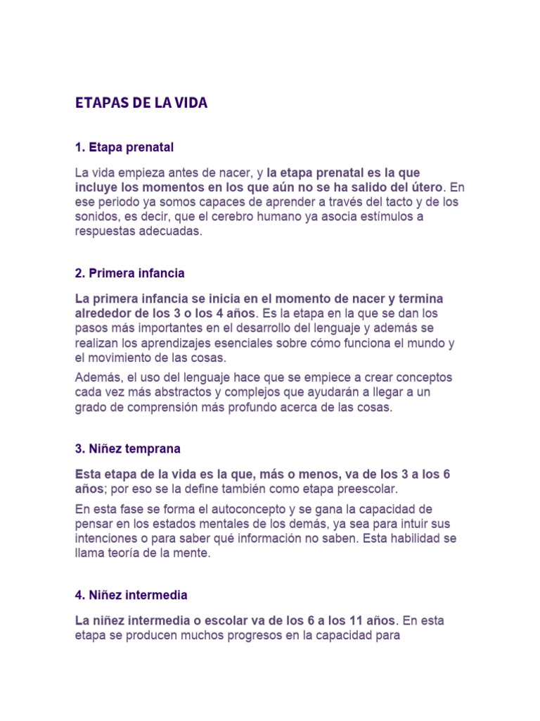 Etapas de La Vida | PDF | Mente | Vejez