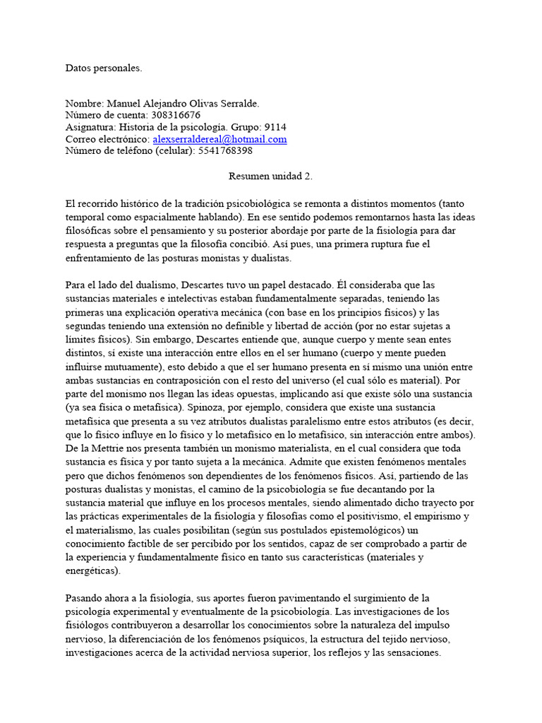 Resumen U2 | PDF | Monismo | Corteza cerebral