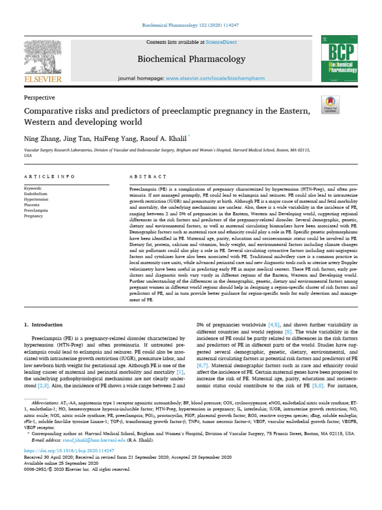 Comparative Risks and Predictors of Preeclamptic Pregnancy in The | PDF ...