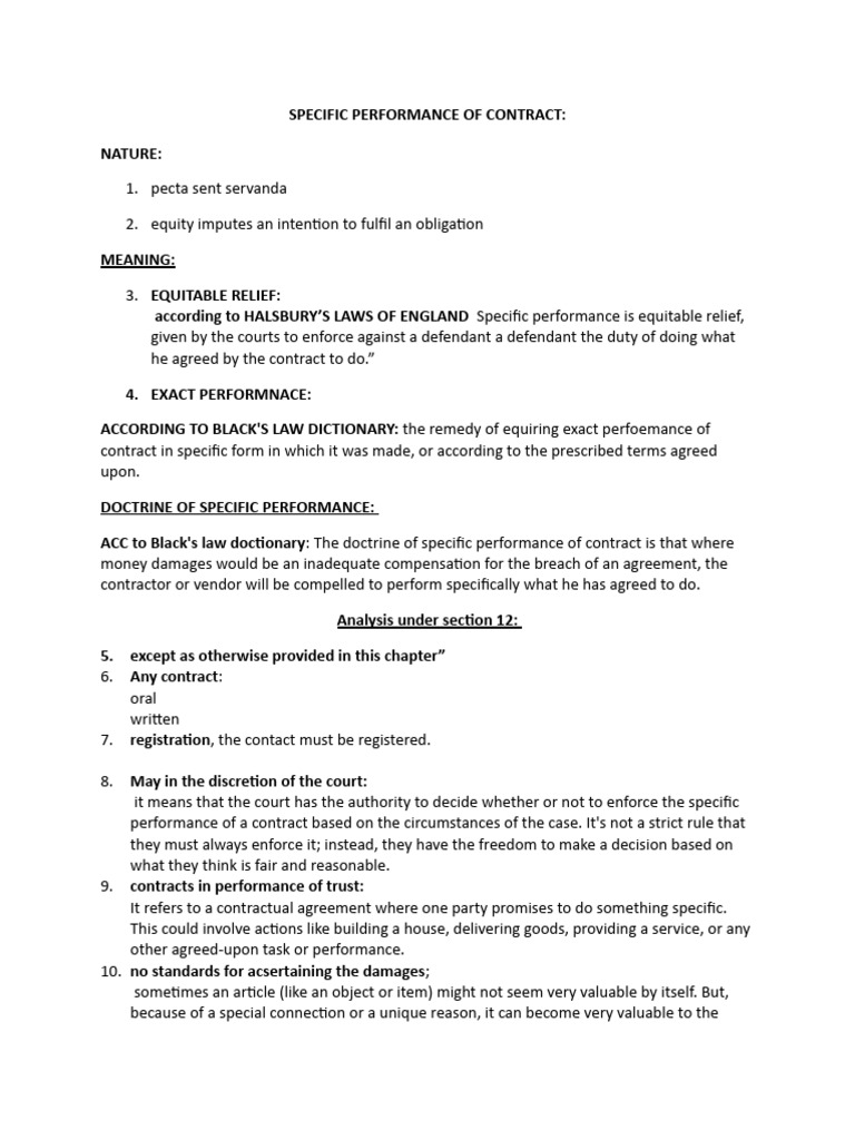 specific performance | Download Free PDF | Specific Performance | Legal Remedy
