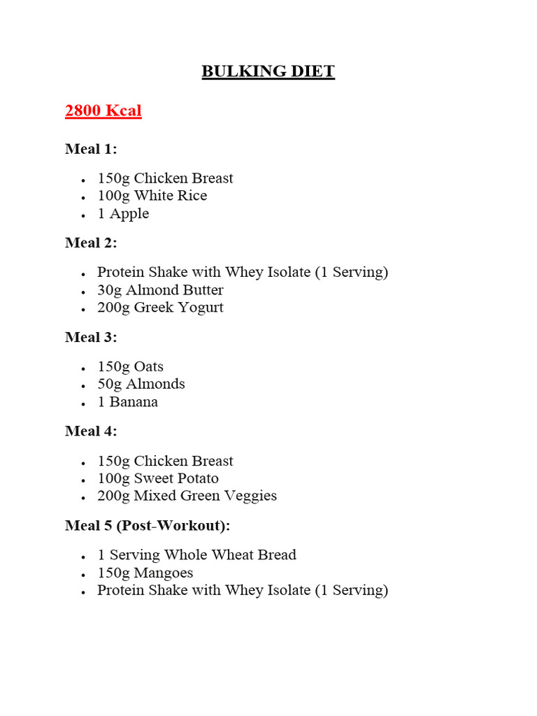 4 Different Kcal Bulking Diets | PDF | Wellness