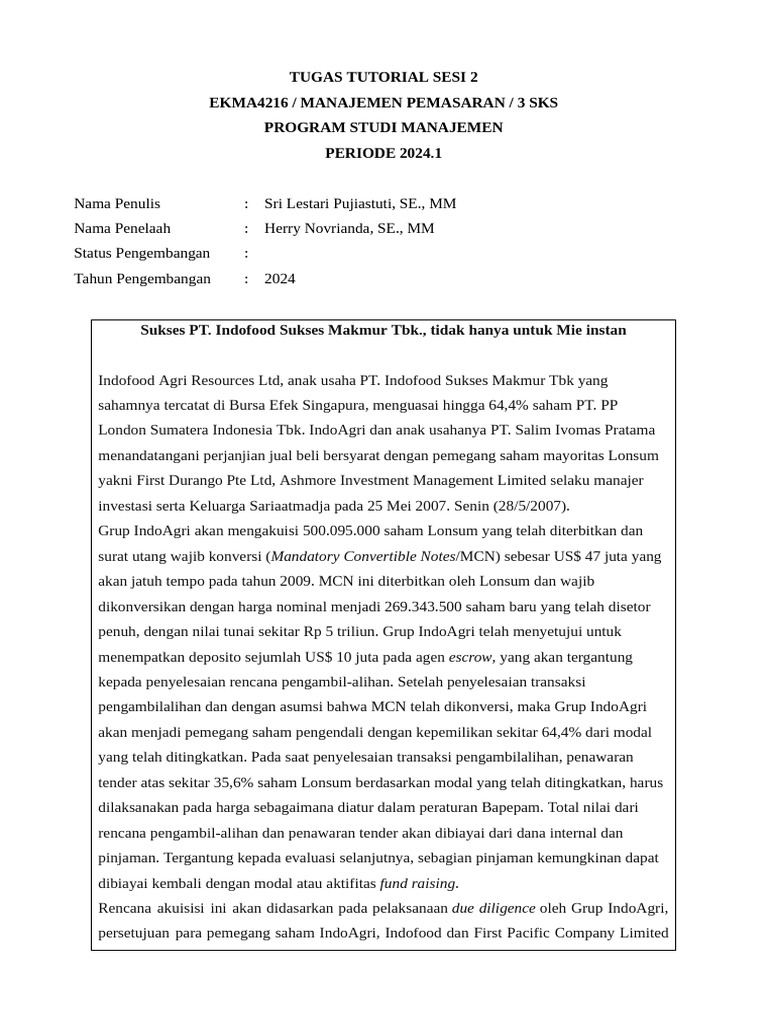 Tugas 2 Manajemen Pemasaran | PDF