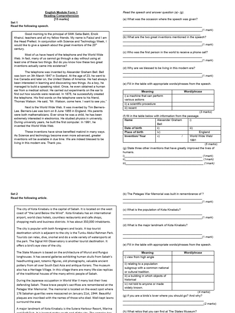 English Module Form 1 | Download Free PDF | Telephone