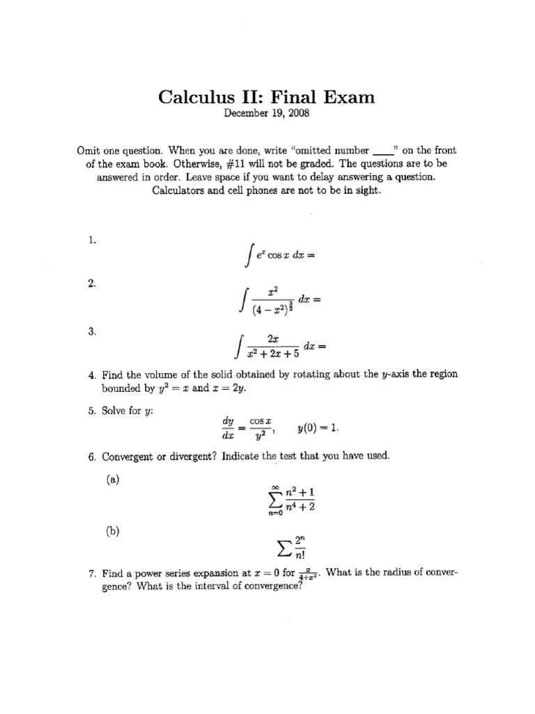 Calc_II_Final | PDF
