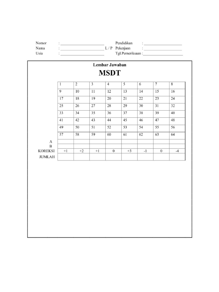 Lembar Jawab MSDT | PDF