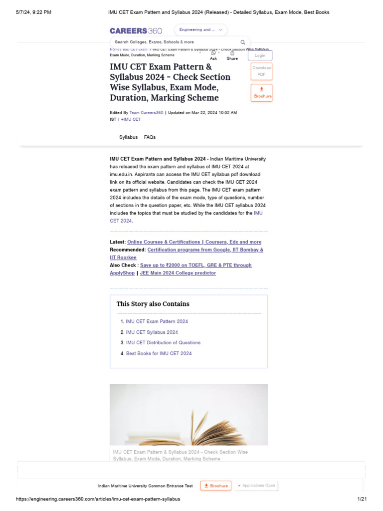 IMU CET 2024 Exam Pattern & Syllabus | PDF | Matrix (Mathematics ...