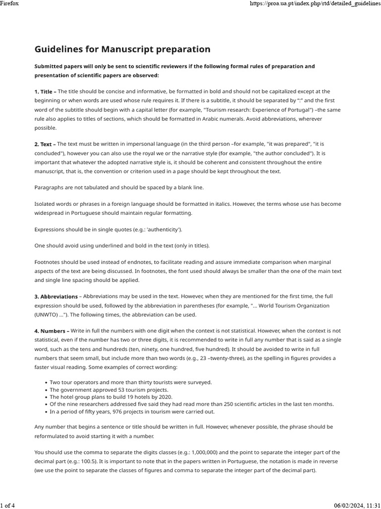 Guidelines For Manuscript Preparation Journal of Tourism & Development ...
