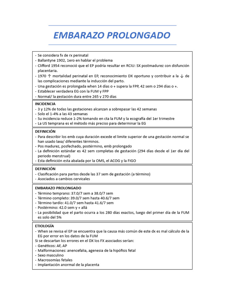 Embarazo Prolongado | PDF | El embarazo | Feto