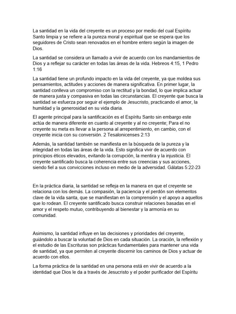 La Santificacion | PDF | Santo | Creencia religiosa y doctrina