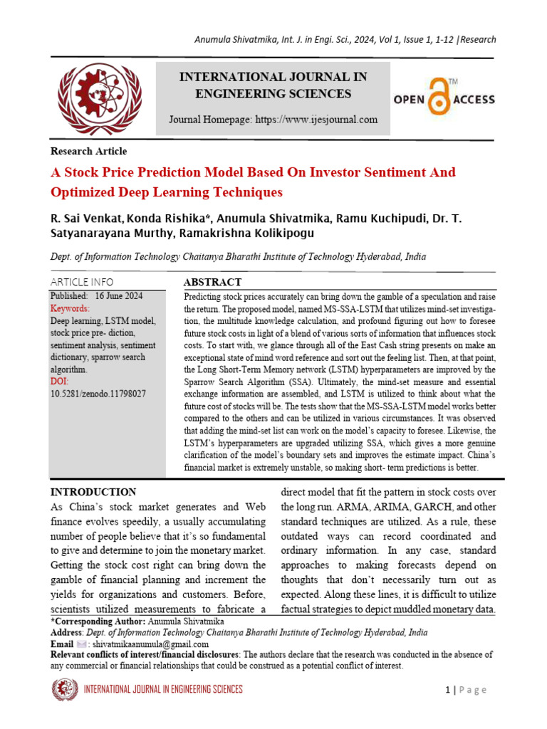 A Stock Price Prediction Model Based On Investor Sentiment and ...