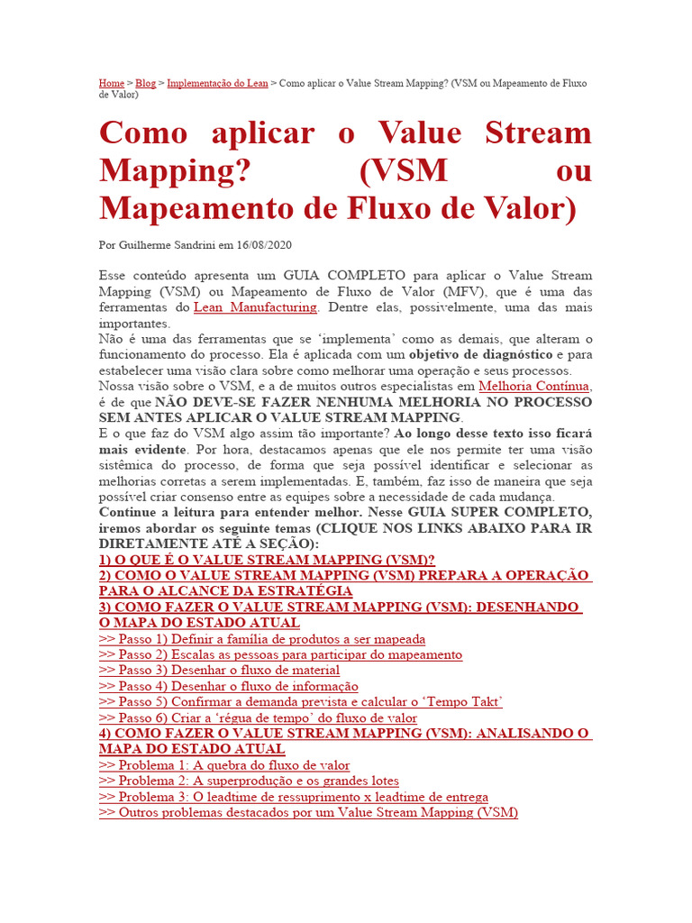 Como Aplicar o VSM | PDF | Tempo | Informação