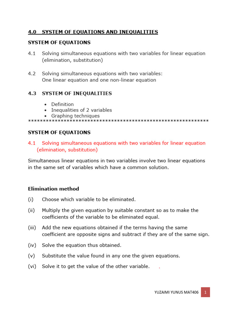 Solving Systems of Equations & Inequalities | PDF | Equations | System ...