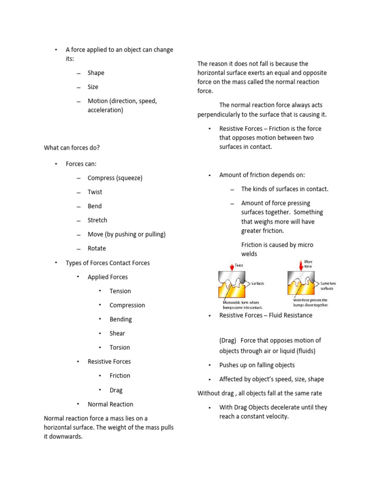 Force Lesson 1 Handout | PDF | Force | Friction