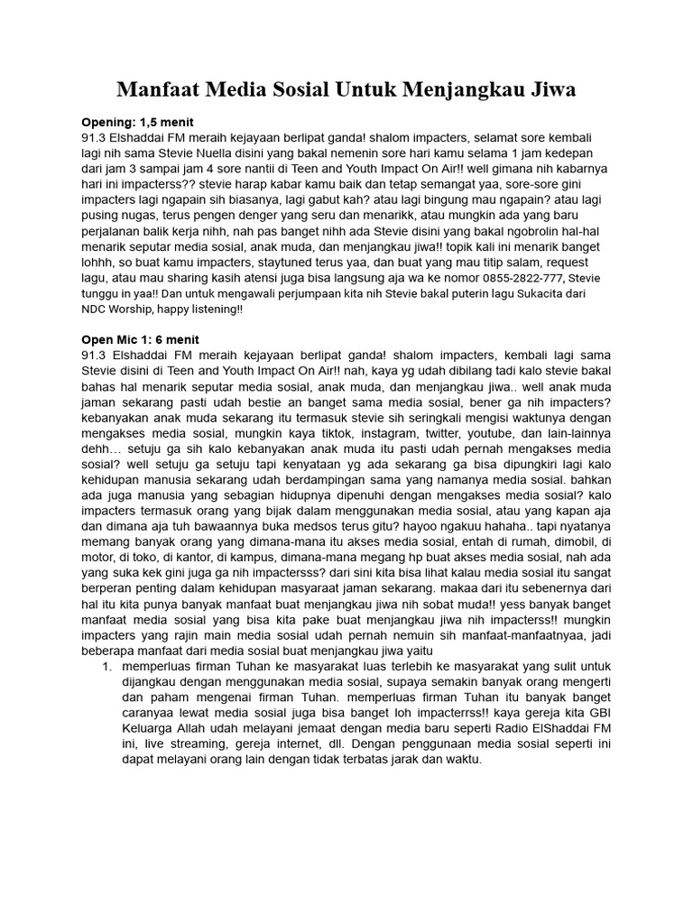 Script Siaran Radio | PDF