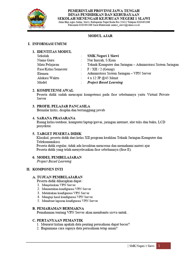Modul Ajar Asj VPN Server | PDF | Karier & Perkembangan
