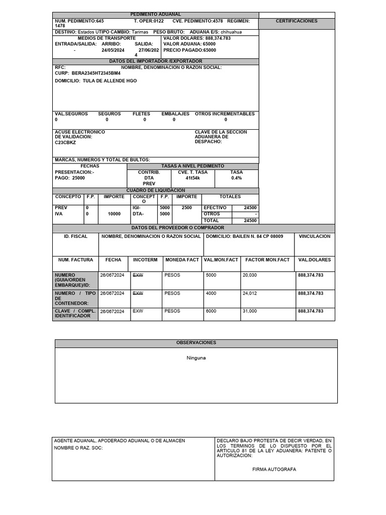 Pedimento Aduanal y Datos de Importación | PDF | El comercio ...
