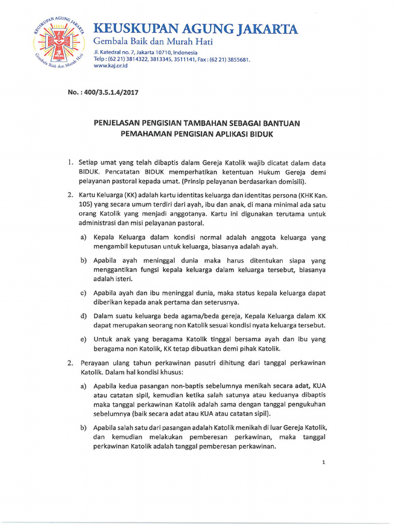Petunjuk Pengisian Form BIDUK | PDF