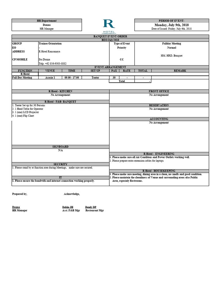 Beo New Trainee Orientation Pdf