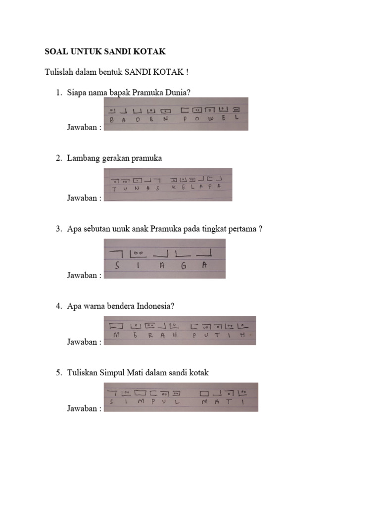 Soal Sandi Kotak Dan Sejarah Pramuka | PDF