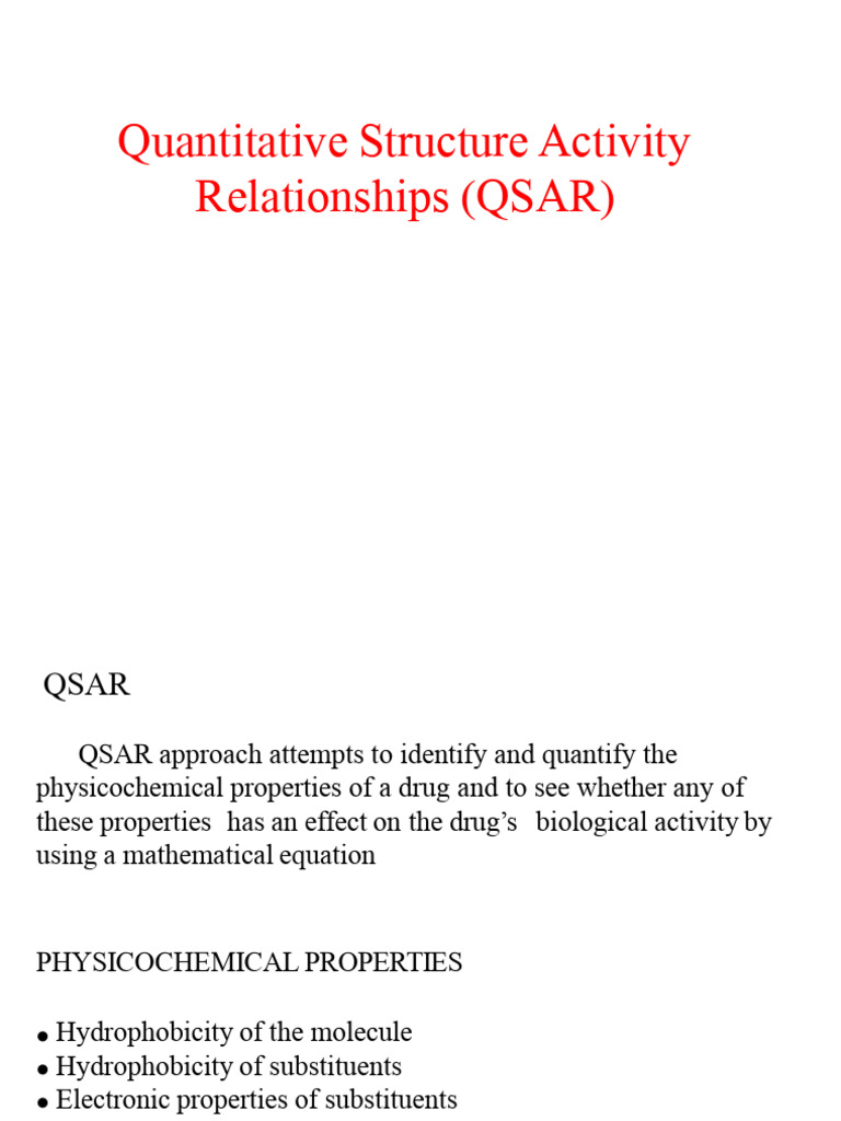 Qsar 1 | PDF | Quantitative Structure–Activity Relationship | Applied ...
