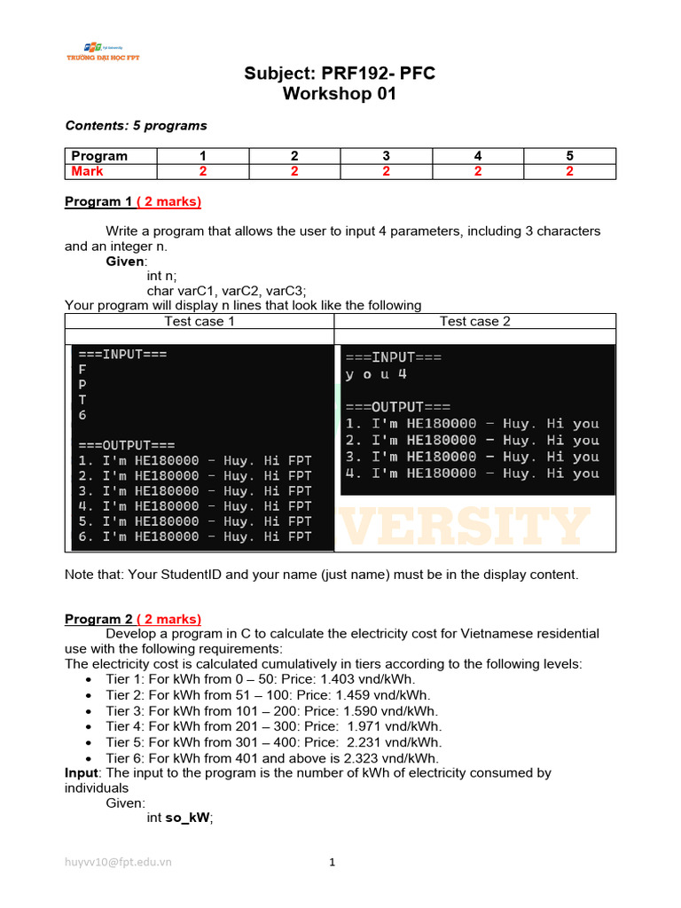 Workshop 01 | PDF | Parameter (Computer Programming)