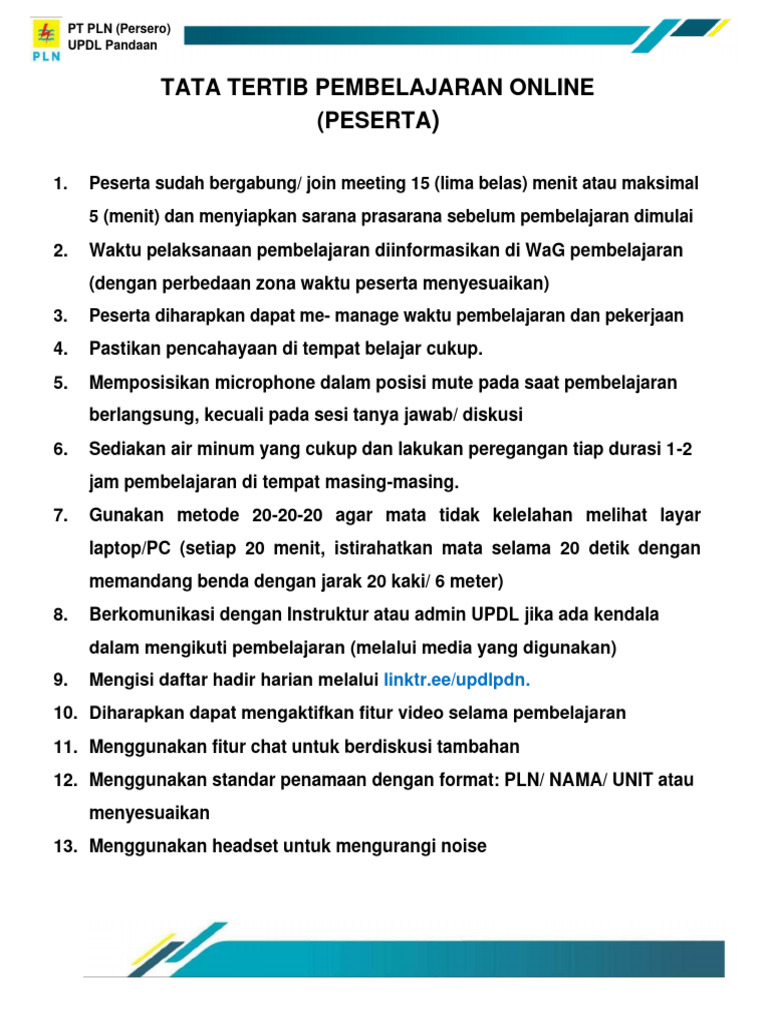 Tata Tertib Pembelajaran Online - Peserta | PDF | Karier & Perkembangan