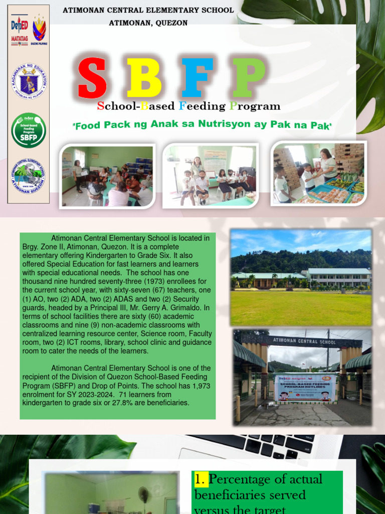 ACES Atimonan 1 District Best SBFP Implementer SY 2023-2024 | PDF ...