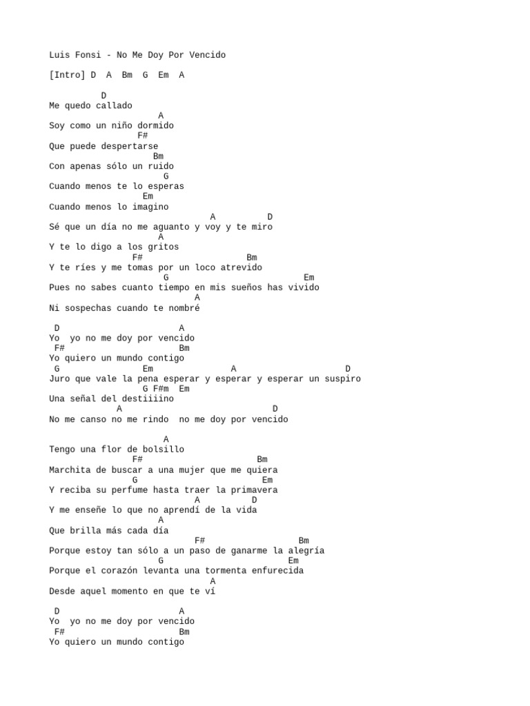 Luis Fonsi - No Me Doy Por Vencido | PDF