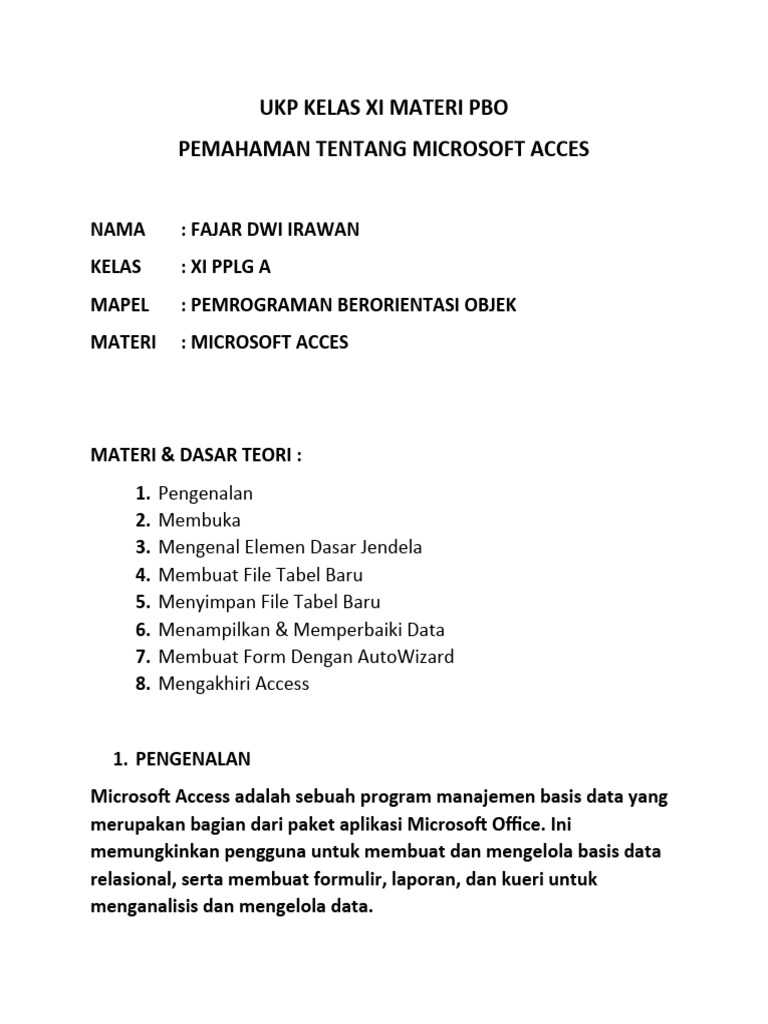 Ukp Kelas Xi Materi Pbo Fajardwi | PDF | Bisnis | Komputer