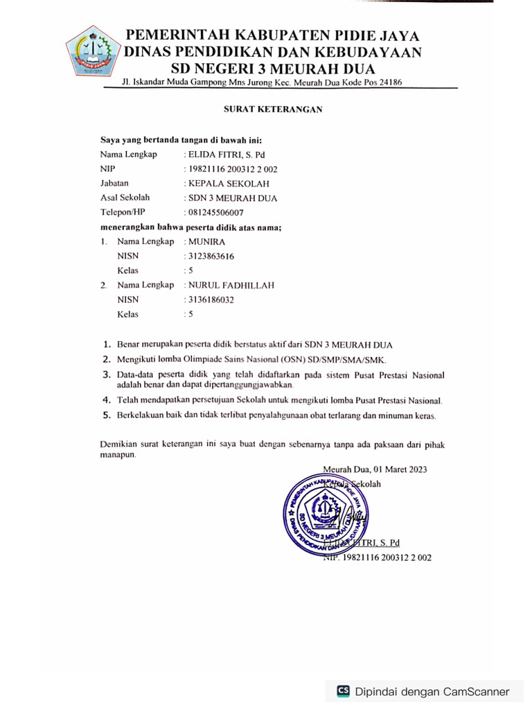 Surat Keterangan SD | PDF