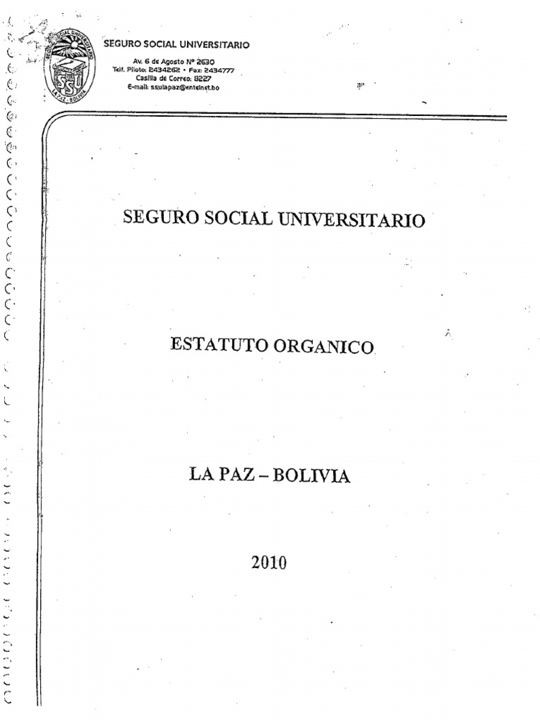 1 Estatuto Organico Ssu | PDF | Bienestar | Bolivia