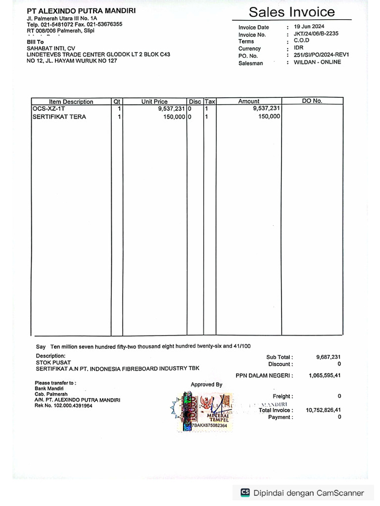 Sales_Invoice_-_CV_Sahabat_Inti | PDF