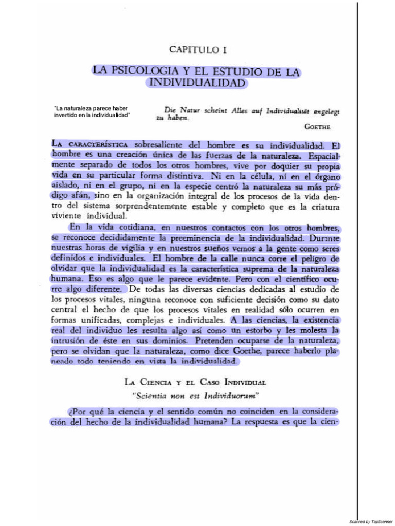 (Resumido) 2. Allport, Gordon W. (1965) Cap. 1 La Psicología y El Estudio de La Individualidad y ...