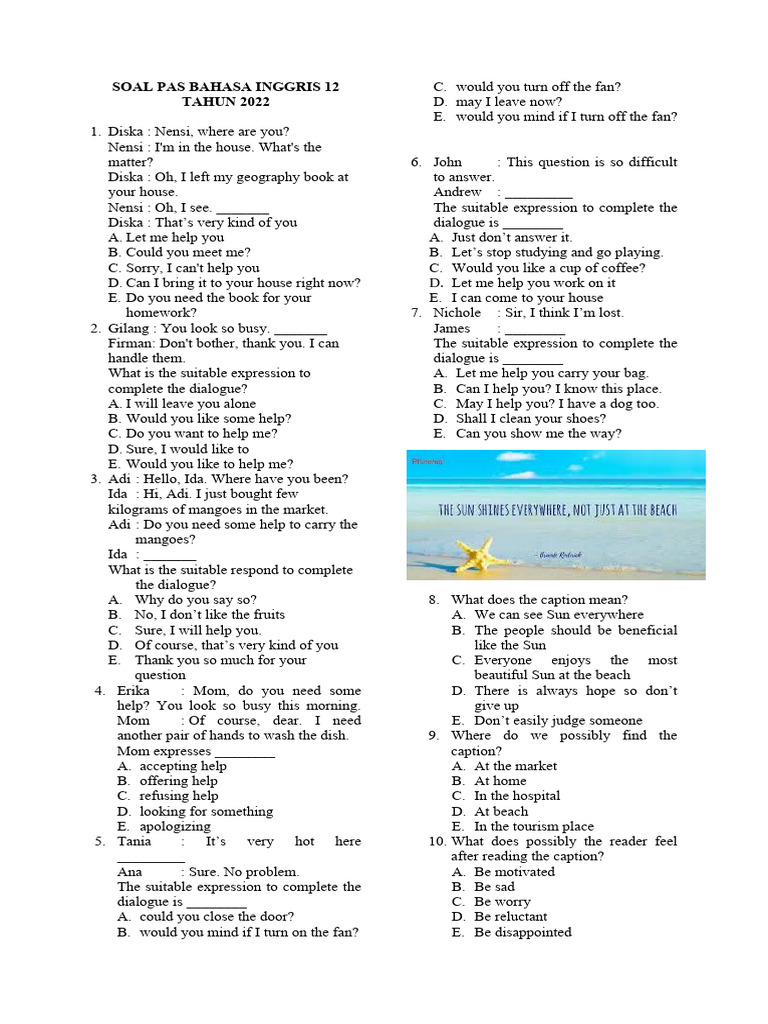 Latihan Soal Kls 12 SMT 1 | PDF | Medicine