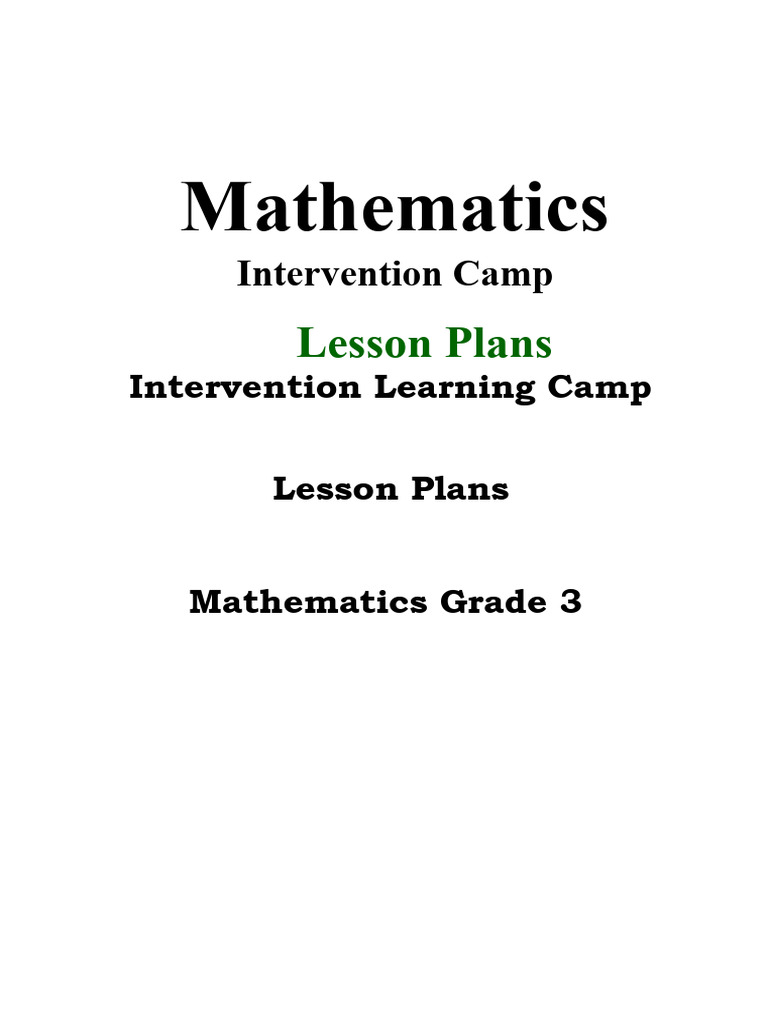 NLC Math 3 Intervention LP v.1 | PDF | Learning | Numbers