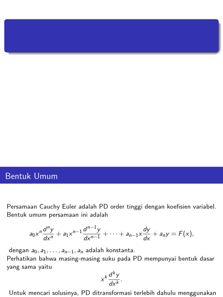 Cauchy Euler | PDF | Metode & Bahan Ajar